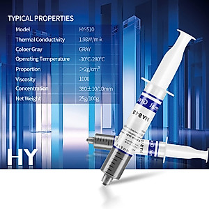 MoneyQiu HY-510-25g Thermal Conductivity: >1.93W/m-k CPU Thermal heatsink Paste Silicone Grease Compound Non-Conductive for pc CPU gpu PS4 25Gram