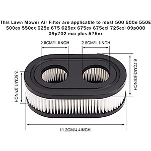New 593260 Air Filter Fits 798452 798339 5432 5432k 550ex 675exi 725exi Series Engines Model, Lawn Mower Air Filter Parts Fits Troy Bilt TB110 TB200 TB230 Lawnmower (3-Pack)