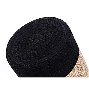 ZFRXZ Wall Hanging Basket - 6.3" x 7" Small Cotton Rope Baskets with Handle Storage Bins for Door Closet- Woven Basket Organizer for Flower Plants, Towels,Toys (Jute & Black)