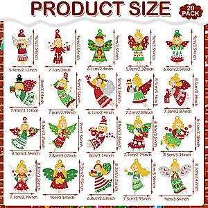 Tondiamo 20 Pcs Christmas Diamond Painting Keychain Kits 5D DIY Diamond Art Pendants Double Sided Hanging Key Chains for Christmas Party Decoration DIY(Angels Style)