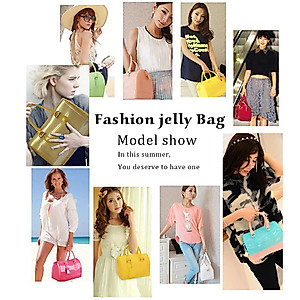 Segater® Ladies Summer Transparent Handbag Jelly Pillow-shaped Top Handle Bag Candy Color Crystal Purse For Women - Mint green