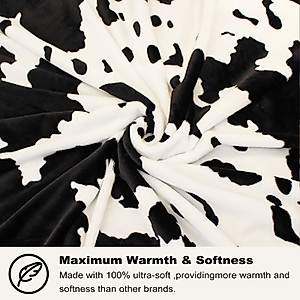 Cow Print Blanket Soft Fleece Flannel Lightweight Cozy Baby Blankets Warm Black and White Cow Throw Blanket Baby Seat Couch Bed Cow Bedding Baby Boys Girls Toddler Infant Newborn 40x50 inch