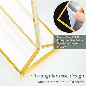12 Pieces Gold Frames Clear Acrylic Sign Holder Double Sided Menu Display Stand with Gold Borders 2mm Table Number Holder for Wedding Recipe Cards Photo Display(Horizontal Vertical,4 x 6 Inch)