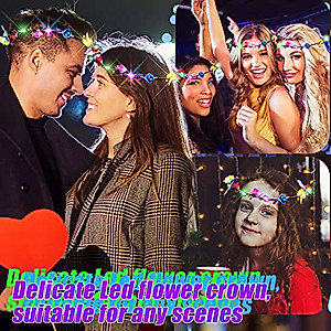 40 Pcs LED Flower Headband, Light up Flower Crown Garland Flower Headdress Floral Headpiece for Women Hair Accessories Birthday Wedding Party(Plum Blossom Style)