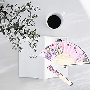 RAZZUM Bamboo Frame Fabric Pattern Dance Wedding Foldable Handbag Pink fan