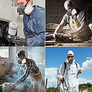 [Half mask respirator] Reusable Half Face Cover 6200 spray mask for spraying Painting.Chemical Machine Polishing.Welding. Woodworking and Other Work Protection (7 in 1 )Medium