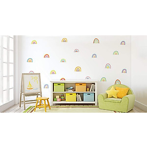 DEKOSH Rainbow Wall Stickers - Peel & Stick Set of 11 Rainbows for Kids Room Decor