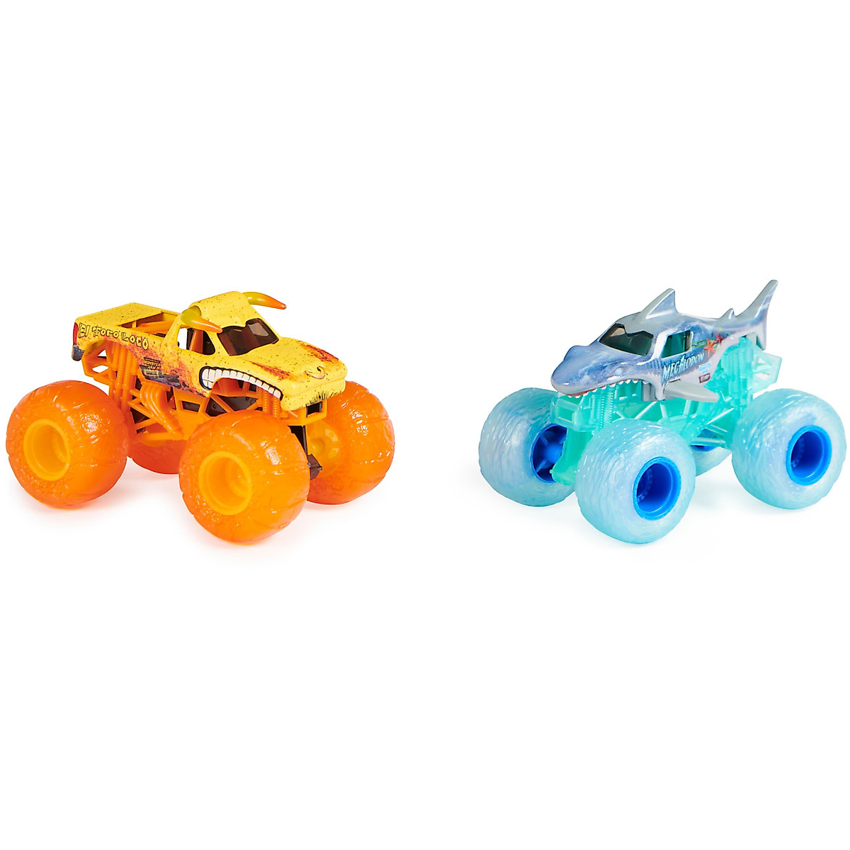 Monster Jam, Official El Toro Loco Earth Vs. Megalodon Surf 1:64 Scale Die-Cast Monster Trucks (Walmart Exclusive), Kids Toys for Boys Ages 3 and up