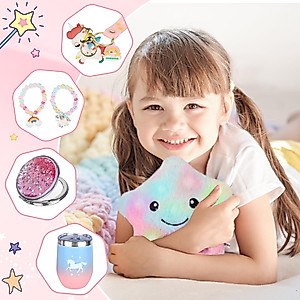 Ingbear Unicorn Toys for Girls Age 4-6 7 8, Girls Birthday Gifts with Light Up Plush Stars Pillow/Crossbody Bag/Water Bottle/Headband/Soft Plush Toys Set for Teens Christmas