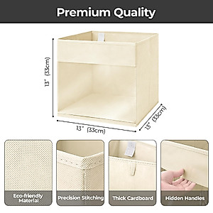 GRANNY SAYS Cube Storage Bins, 13 Inch Cube Storage Bins, Clear Cube Storage Bins, Cubby Storage Organizer Bins with Window, Fabric Cube Storage Bins, 4 Pack Storage Cubes Organizer, Beige