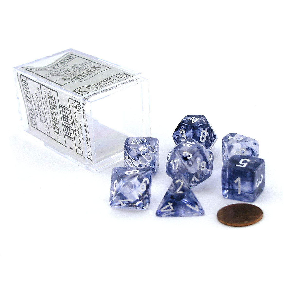 Chessex Nebula Black 7 piece dice set CHX-27408