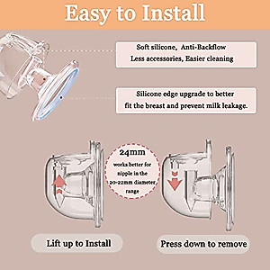 Wearable Milk Collection Cup, Hands Free Milk Collector Cup Compatible with Most Electric Breast Pump, Zomee/Spectra/Medela Breast Pump Collection Parts, Accessories Replacement (24mm 2Pcs)