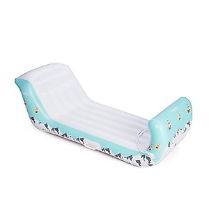 FUNBOY 61" Inflatable Alpine Mountain Sleigh, 2 Person Capacity, with Grooved Rubber Base Tracks, 2 Handles, and Hand Pull Rope