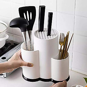 CZDYUF Multi-Function Utensil Holder Knife Block PP Flatware Drainer Storage Box Spoon Fork Kitchen Organizer Rack (Color : E)