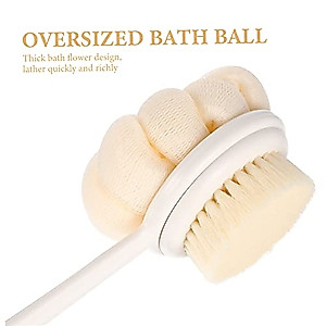 HEALLILY Long Handle Bath Brush Bath Scrubber for Body Sponges for Body Cleaning Sponges Shower Loofah on a Stick Dual- Sided Back Brush Exfoliating Bath Brushes Body Shower Brush Pp One