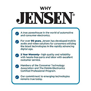 JENSEN MPR210 7 Character LCD Single DIN Car Stereo Radio | Push to Talk Assistant | Bluetooth Hands Free Calling & Music Streaming | AM/FM Radio | USB Playback & Charging | Not a CD Player