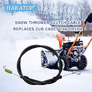 HAKATOP Snow Thrower Clutch Cable Replaces Cub Cadet 746-0910A, 746-0910 and MTD 746-0910A