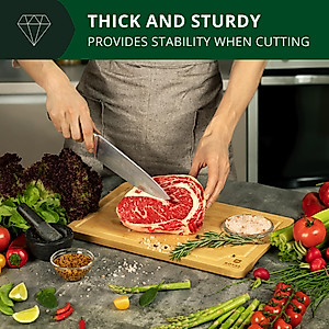 ROYAL CRAFT WOOD Organic Bamboo Cutting Board with Juice Groove - Kitchen Chopping Board for Meat (Butcher Block) Cheese and Vegetables