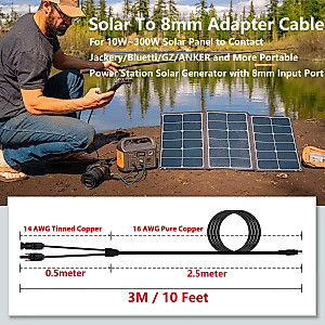 MJPOWER MC-4 to 8mm Adapter Extension Cable 10FT Compatible Solar Panel and Portable Power Station Solar Generator Fit Goal Zero Yeti/Jackery/Anker/BLUETTI EB3A/EB70/EB70S Power Station Renogy Panels