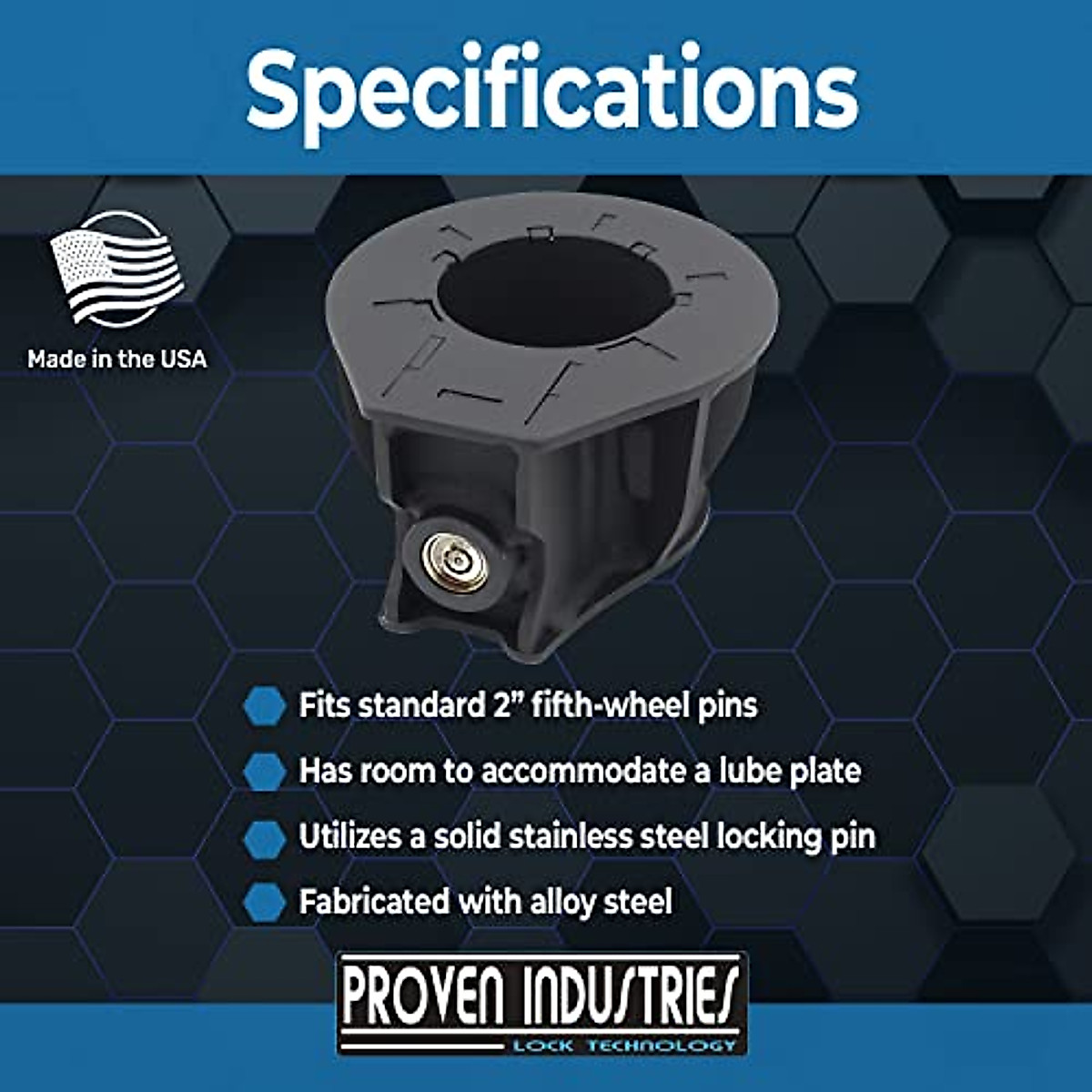 Proven Industries Model PL-5 Fifth-Wheel Kingpin Lock, Heavy-Duty Coupler Lock, Made in The USA