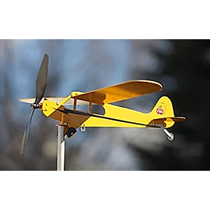 Thyggzjbs Piper J3 Cub Airplane Weathervane,3D Unique and Magical Metal Windmill Outdoor Wind Sculpture Kinetic Sculpture for Yard/Garden/Decor Decoration,Gifts for Flight Lovers