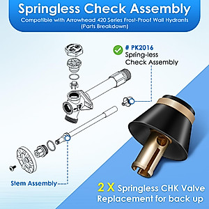 Ceoighe 2 Pack Springless CHK Valve Replacement for PK2016 420 Series, Springless Check Assembly Compatible with Arrowhead Frost-Proof Wall Hydrants, Repair Parts for Stem Assembly