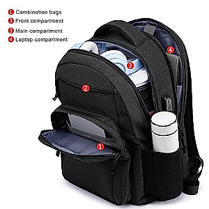LIBENED Backpack for Women Men, School backpack for Teen, 15.6 inch Travel Laptop Backpack with USB Charging Port, Large Computer Bookbag with 2 Compartments, Ergonomic Straps