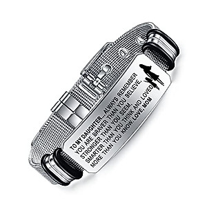 YOTHIWAD To My Daughter Bracelet Inspirational Bracelet Engraved Personalized Gifts to Daughter from Dad Mom Adjustable Bracelet