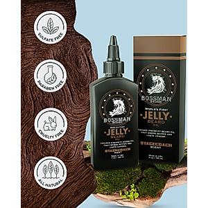 Bossman Beard Oil Jelly (4oz) - Beard Growth Softener, Moisturizer Lotion Gel with Natural Ingredients - Beard Growing Product (Stagecoach Scent)