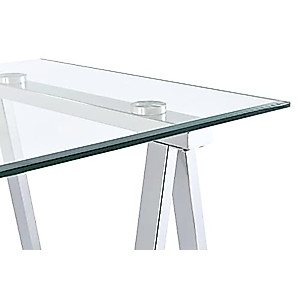 OSP Home Furnishings Middleton 47 Inch Desk with Clear Beveled Glass Top, Chrome Base