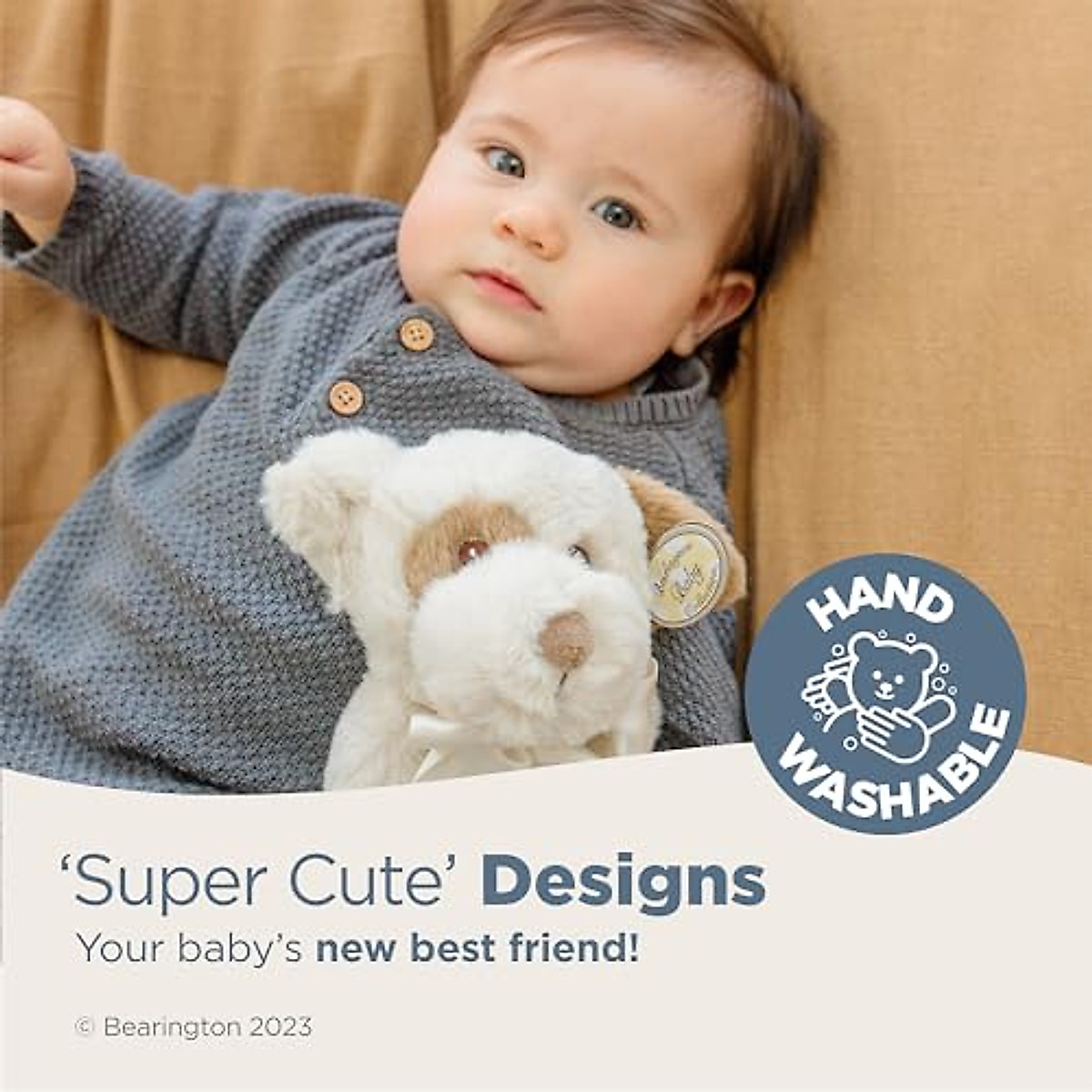 Bearington Baby Lil’ Spot Snuggler, 15 Inch Puppy Dog Plush Stuffed Animal Security Blanket Lovey for Babies, Gender Neutral