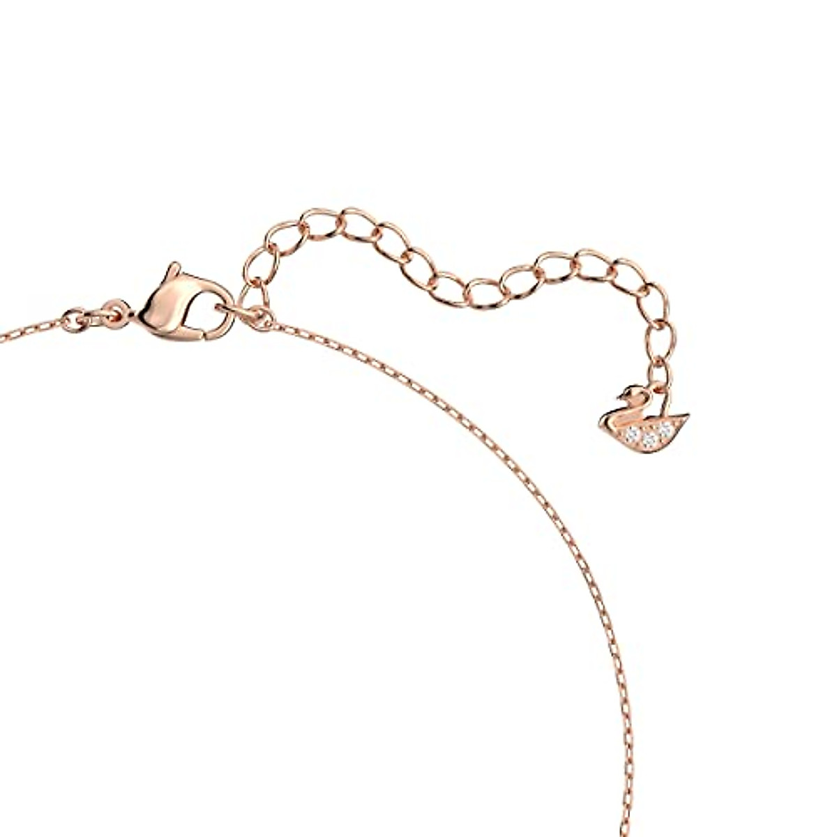 Swarovski Attract Pendant Necklace with a Square Cut Clear Crystal on a Rose-Gold Tone Plated Setting with Matching Chain