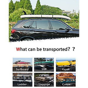 WONITAGO Soft Roof Rack Pads with Single Wrap-Rax Straps and Storage Bag, Universal Car Roof Rack for Surfboard, Kayak, SUP Paddleboard, Canoe, 28" (Pair)