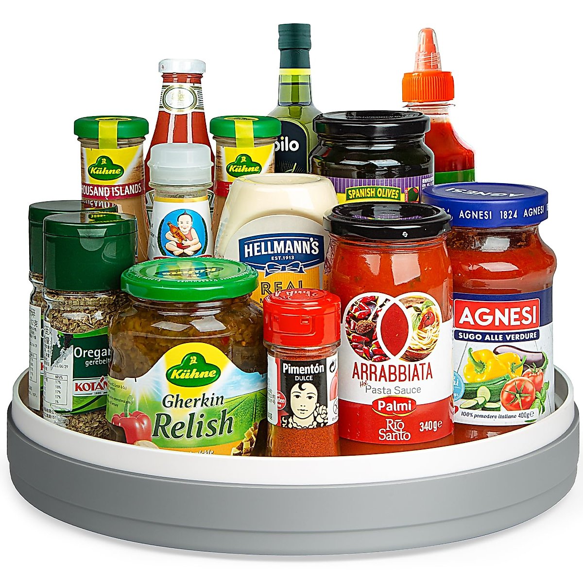 Fabutendus Large Lazy Susan for countertop, 12'' White Refrigerator Lazy Susan Organizer, Turntable Organizer with Non-Slip Pad, Sturdy Lazy Susan for Dining Table
