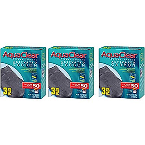 AquaClear 50 Activated Carbon Inserts, Aquarium Filter Replacement Media, 3-Pack, A1384-3 Pack of 3