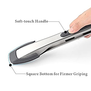 KITCHENDAO Tongs for Cooking with Silicone Tips, One-Handed for Convenience, Soft-Touch Handle, Silicone Tipped Food Grill BBQ Cooking Tongs for Non-Stick (12 Inch&9 inch Sets)