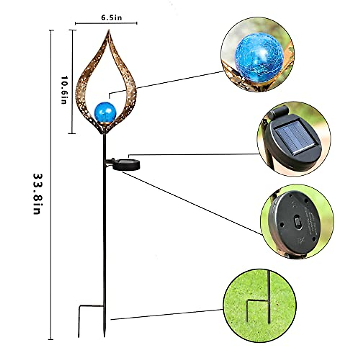 SHICHAO Solar Outdoor Waterproof Lights, Cracked Glass Ball Light for Garden Decoration, can be Given to Friends as Christmas Day Party Landscape Decoration.