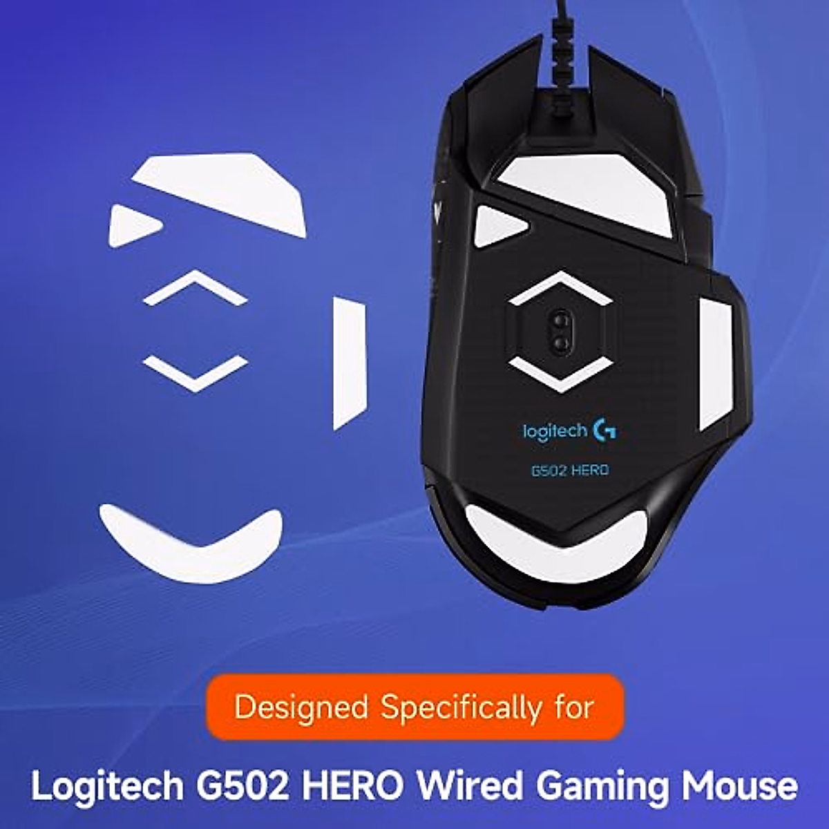 JINGDU Anti Slip Grip Tape and Mouse Feet Set for Logitech G502, Gaming Mouse Skin with Anti Sweat Grip, Black