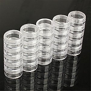 TDOTM 5 Layer cylinder Stackable Transparent Round PS Plastic Storage Container Box Super Clear Accessories Organizer Box for Beads Crafts Other Small Items (5 Column Combination Sale)…