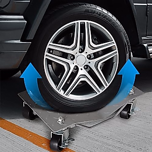 TROPOW Tire Wheel Dolly Car Set of 2-3000 lbs Capacity, Heavy Duty Carbon Steel, Antiskid Plate, 360 Degree Rotatable Wheels, 16"*12", Silver