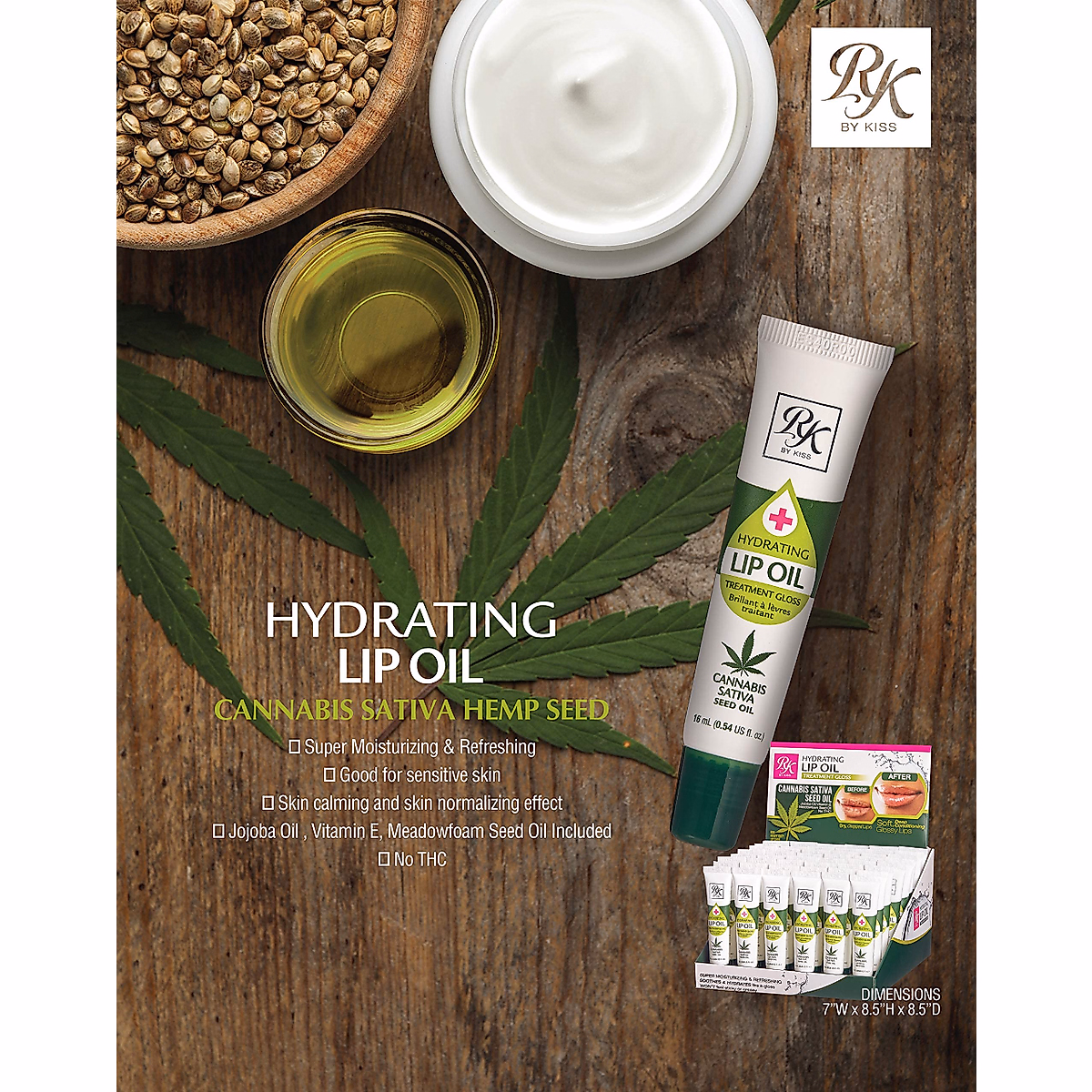 Ruby Kisses Hydrating Lip Oil Cannabis Sativa Hemp Seed RLO04D1 (3 PACK)