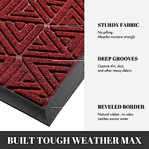 Yimobra Front Door Mat Outside Entrance 72 x 24, Waterproof and Washable Outdoor Mat, Non Slip Rubber Backing, Heavy Duty Welcome Matt for Home Entry Floor Porch Garage Office, Low Profile, Mix Red