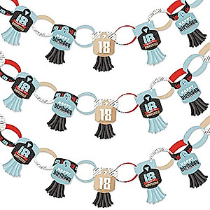 Big Dot of Happiness Boy 18th Birthday - 90 Chain Links and 30 Paper Tassels Decoration Kit - Eighteenth Birthday Party Paper Chains Garland - 21 feet