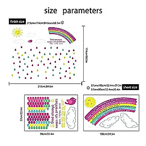 Promises Of God Rainbow Wall Decal Set for Kids - Pink, 85” x 68.5”, 112 Total Stickers - Bible Verses, School Decorations, Classroom, Nursery Decor, Polyvinyl Chloride, Reusable, Waterproof