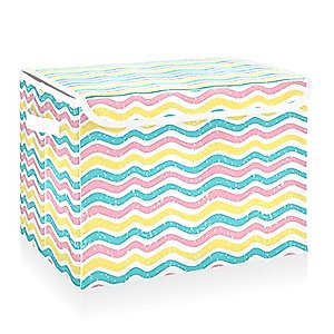 CaTaKu Cute Rainbow Waves Storage Bins with Lids Fabric Large Storage Container Cube Basket with Handle Decorative Storage Boxes for Organizing Clothes Shelves