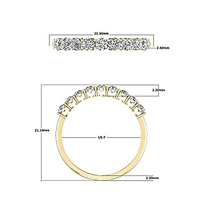 1/2 Carat TW Nine Stone Natural Round Diamond Wedding Anniversary Band In 14k Yellow Gold (J-K Color I2-I3 Clarity)