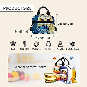 Pinupub Kids Blue Owl Flowers Backpack 3pcs Set Including 17 Inch Large School Bag With Lunch Bag And Practical Pen Bag