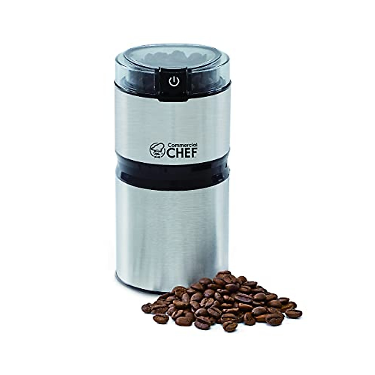 Electric Coffee Grinder Spice Grinder - Stainless Steel Blades Grinder for Coffee Bean Seed Nut Spice Herb Pepper, Brushed Stainless Steel Texture and Transparent Lid
