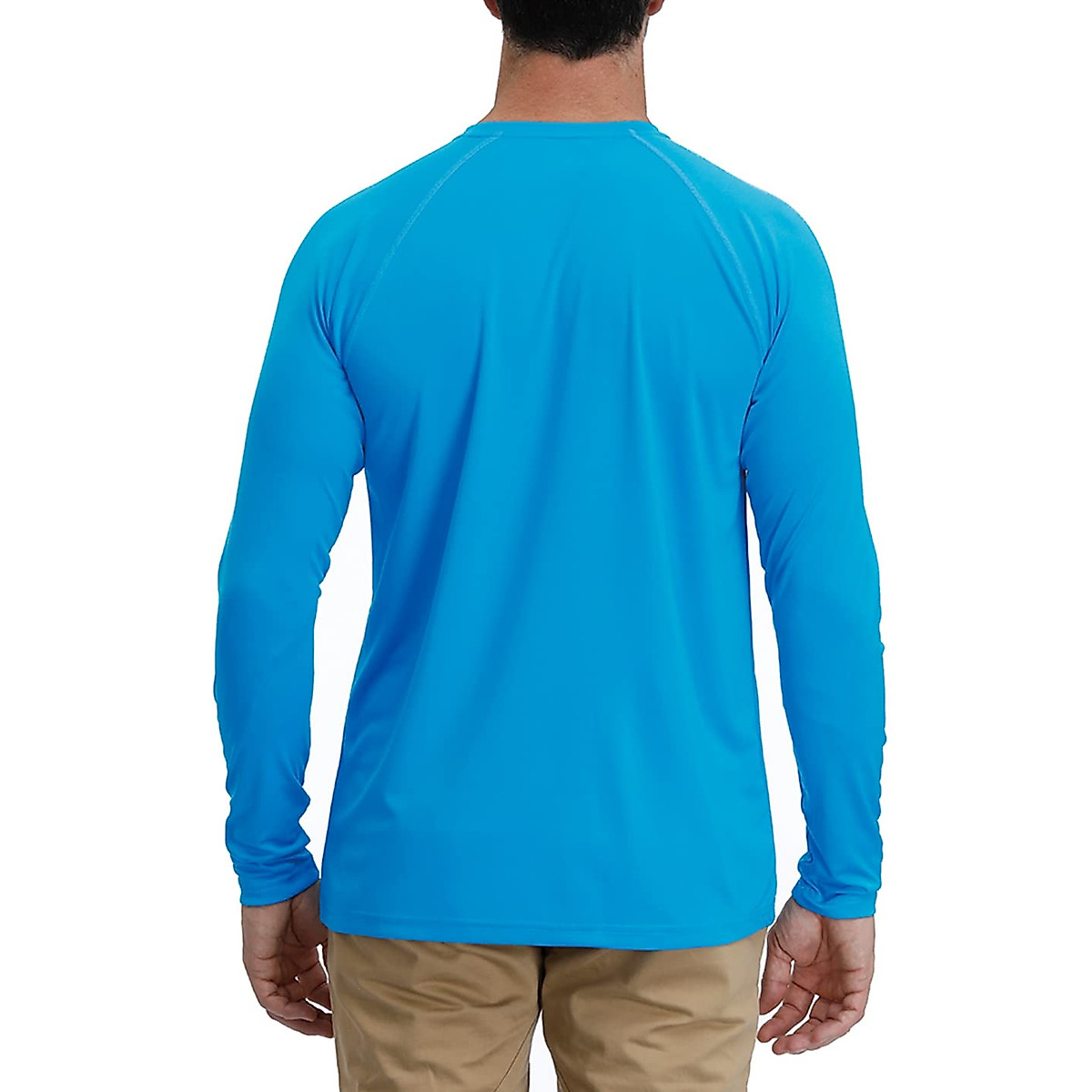 Men's Solid Color Long Sleeve Tee Cooling PerformanceT-Shirt (Blue,M)