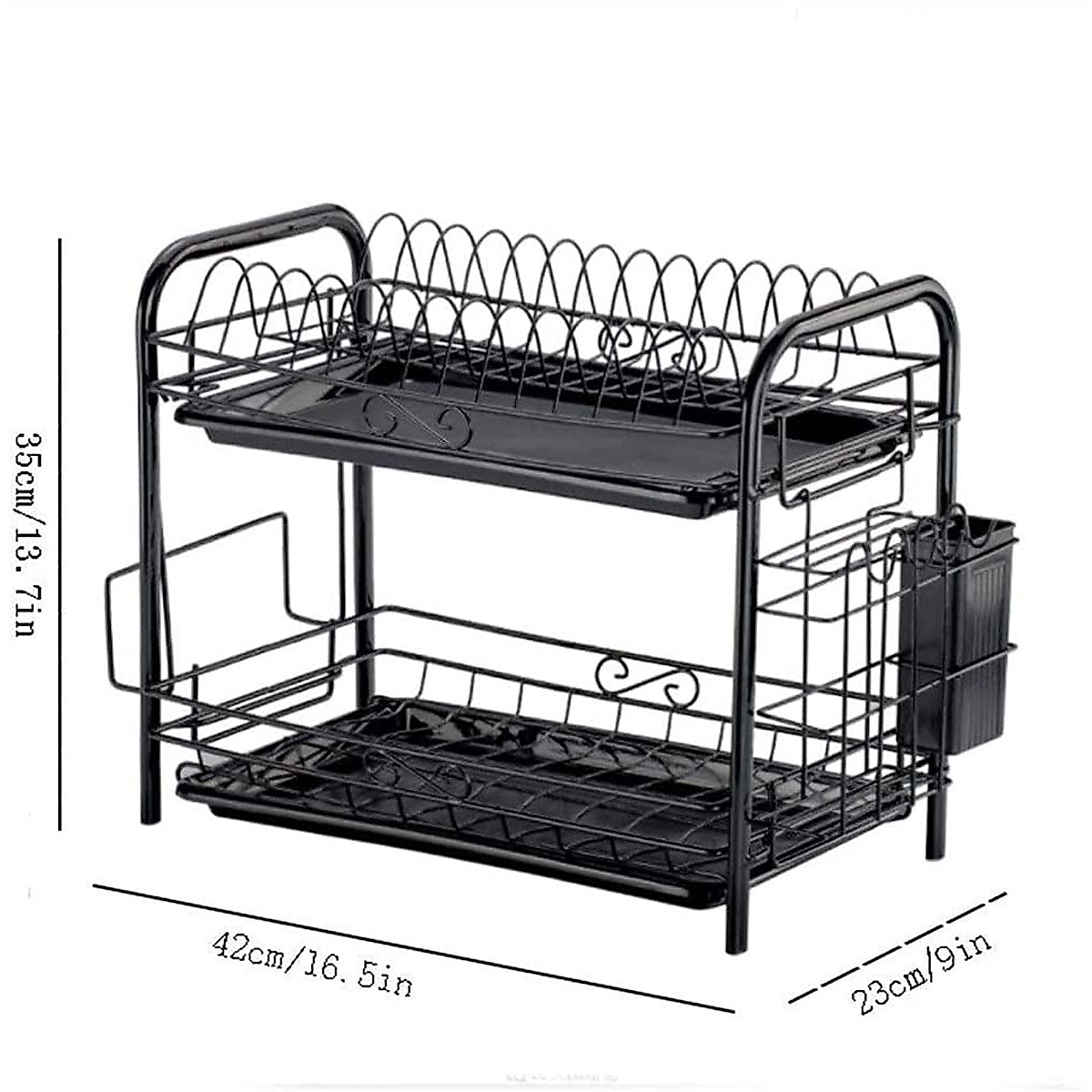 Plate Rack Draining Dish Rack Black Double Stainless Steel Dish Rack Drying Rack Utensil Holder Cutting Board Holder And Dish Drainer Pan Plate Holder
